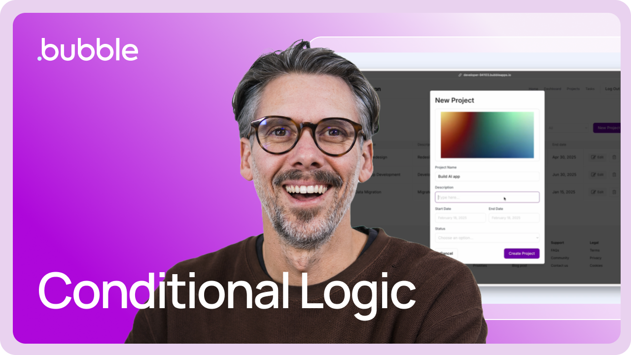 Control content with conditional logic (Lesson 4.4) | Bubble